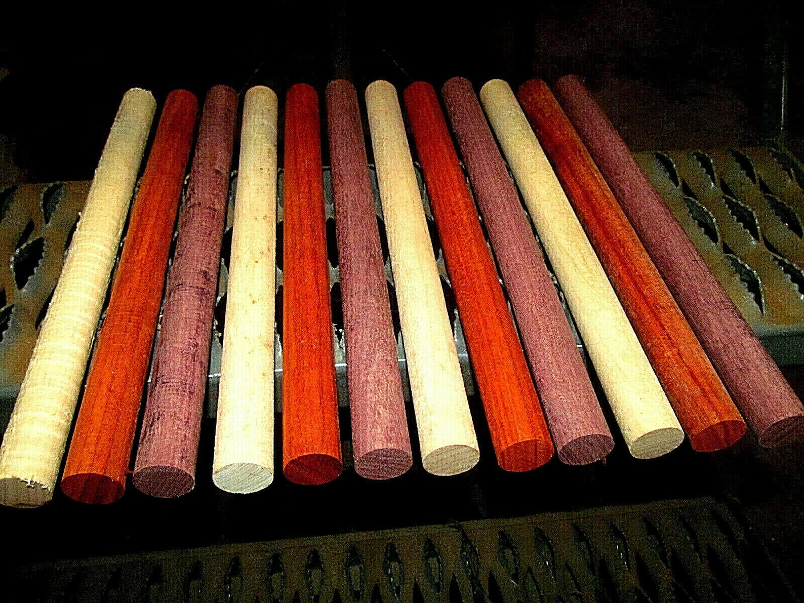 12 Pieces Exotic Purpleheart, Padauk & Hard Maple Round Dowels 12 X 15/ ...