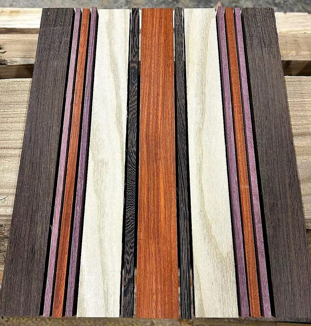 13 Piece Sassafras, Padauk, Wenge, & Purpleheart Cutting Board Kit Wood ...
