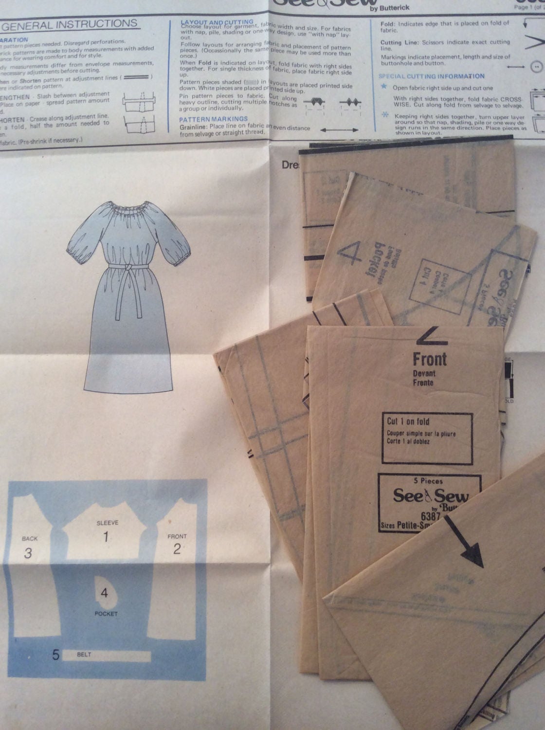 Butterick See & Sew DRESS PATTERN 6387 5 Easy Pieces, Sizes Petite ...