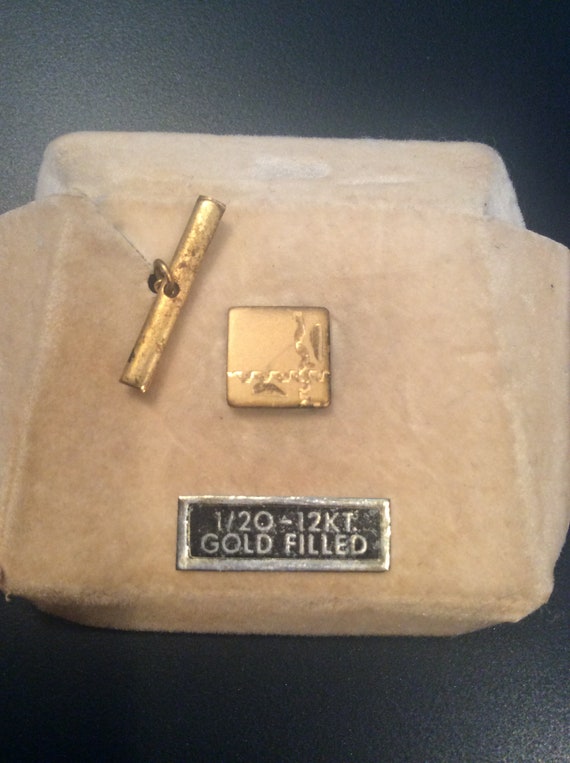 12 KT GOLD TIE Pin and Chain With Clasp Vintage Original | Etsy