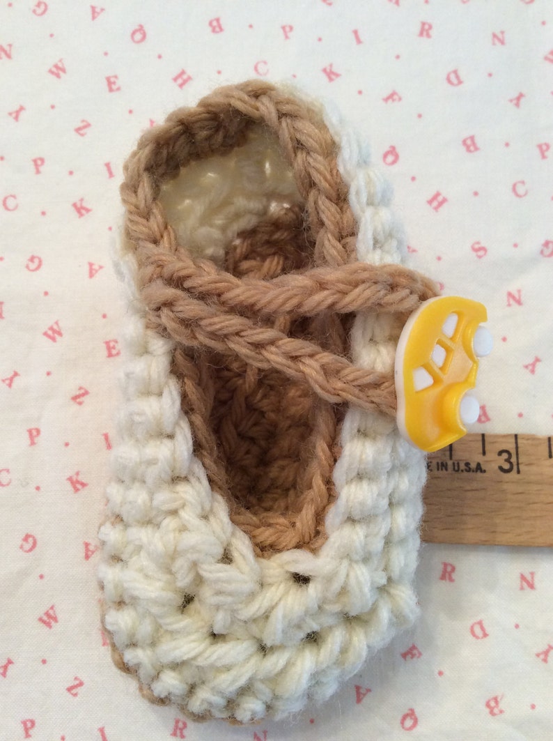 BABY BOOTIES or SLIPPERS Blue and Gray or Cream and Tan With Buttons - Etsy