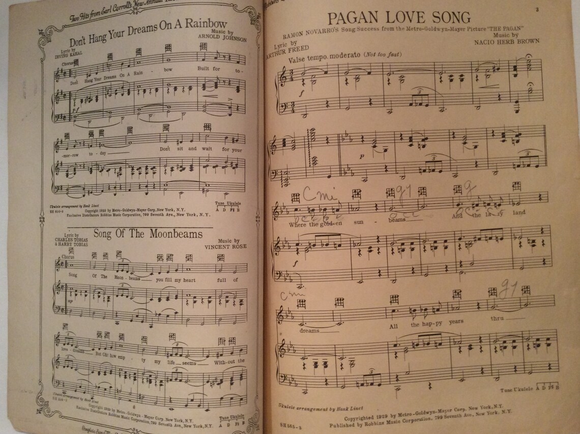 PAGAN LOVE SONG Sheet Music 1929 the Pagan Movie - Etsy