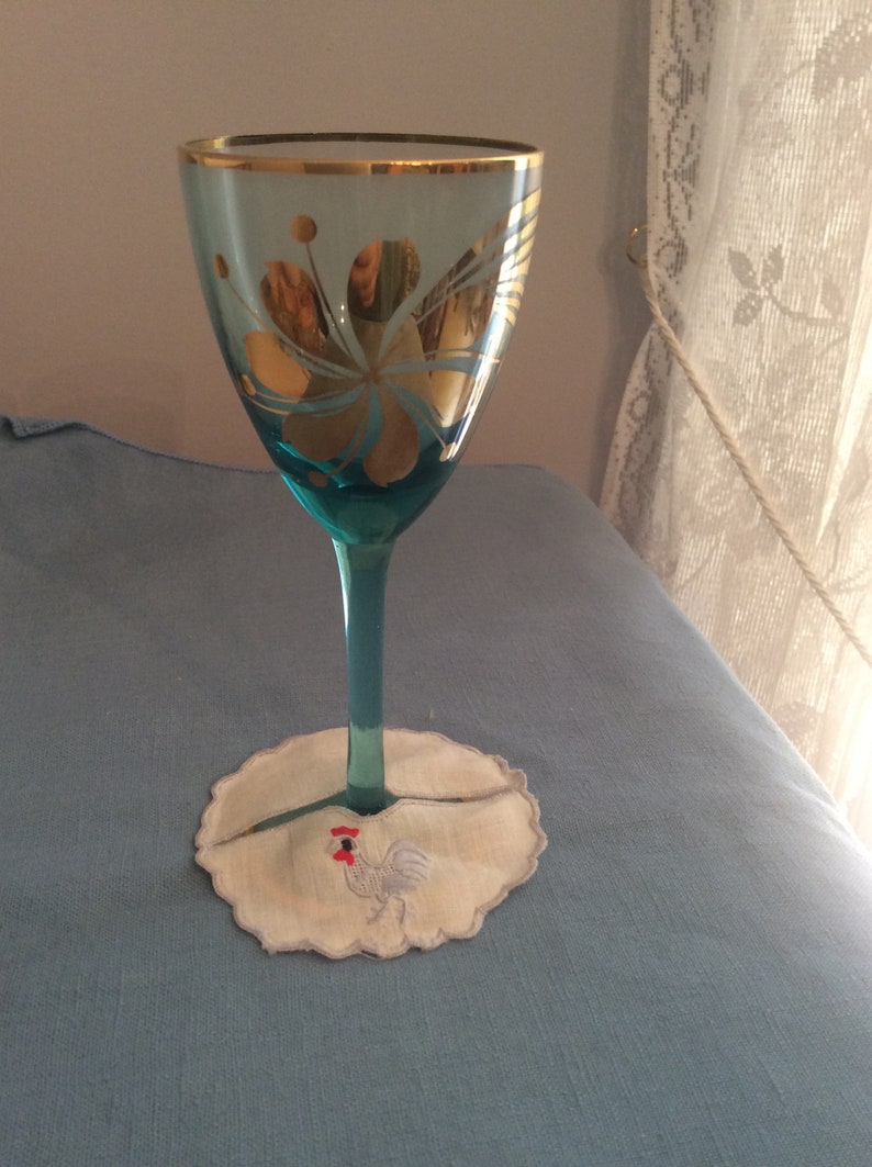 WINE GLASS Embroidered Coasters, 2 Sets of 2, Vintage, Muslin - Etsy