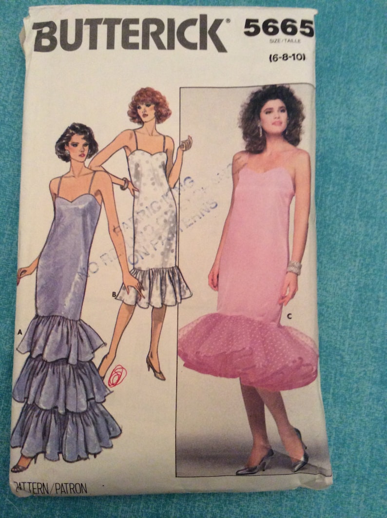 Butterick Ruffled Bottom Dress or Gown Vintage Pattern #5665 Size 6 to ...