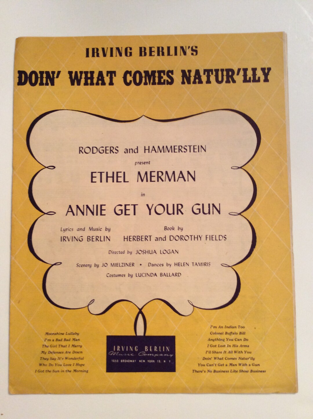 ETHEL MERMAN Sheet Music Doin What Comes Natur'lly From Annie Get Your ...