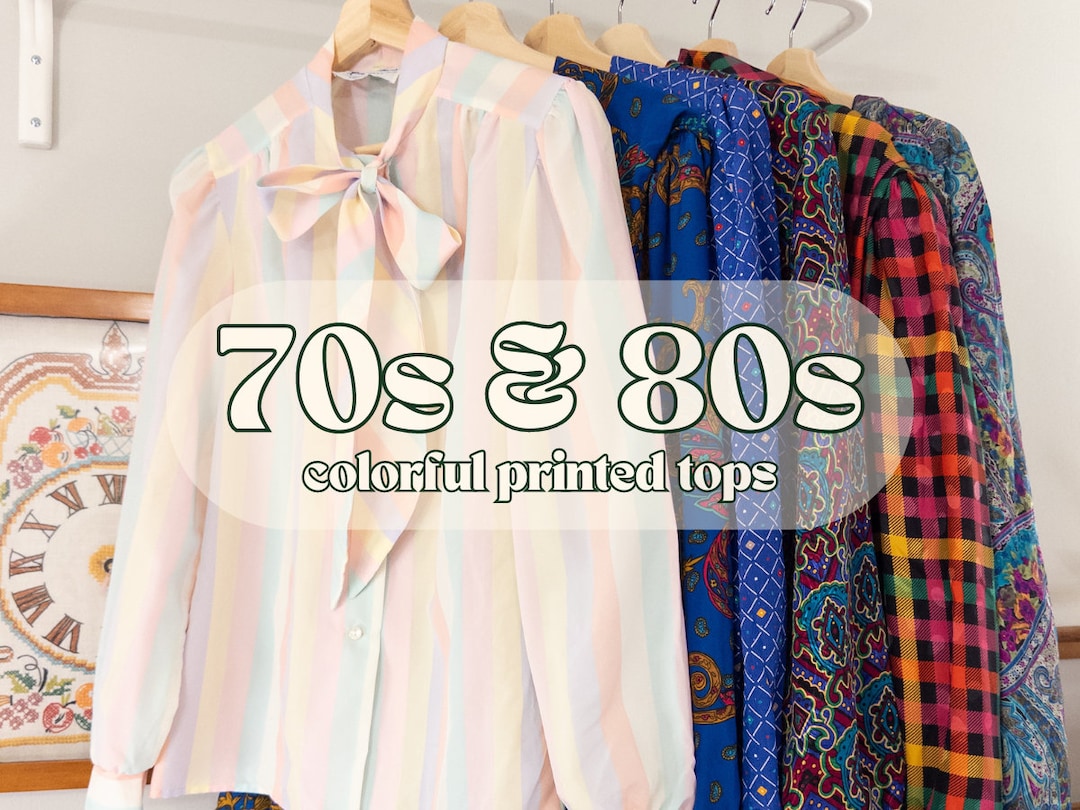 Vintage 70s & 80s Colorful Printed Patterned Tops Retro Aesthetic ...