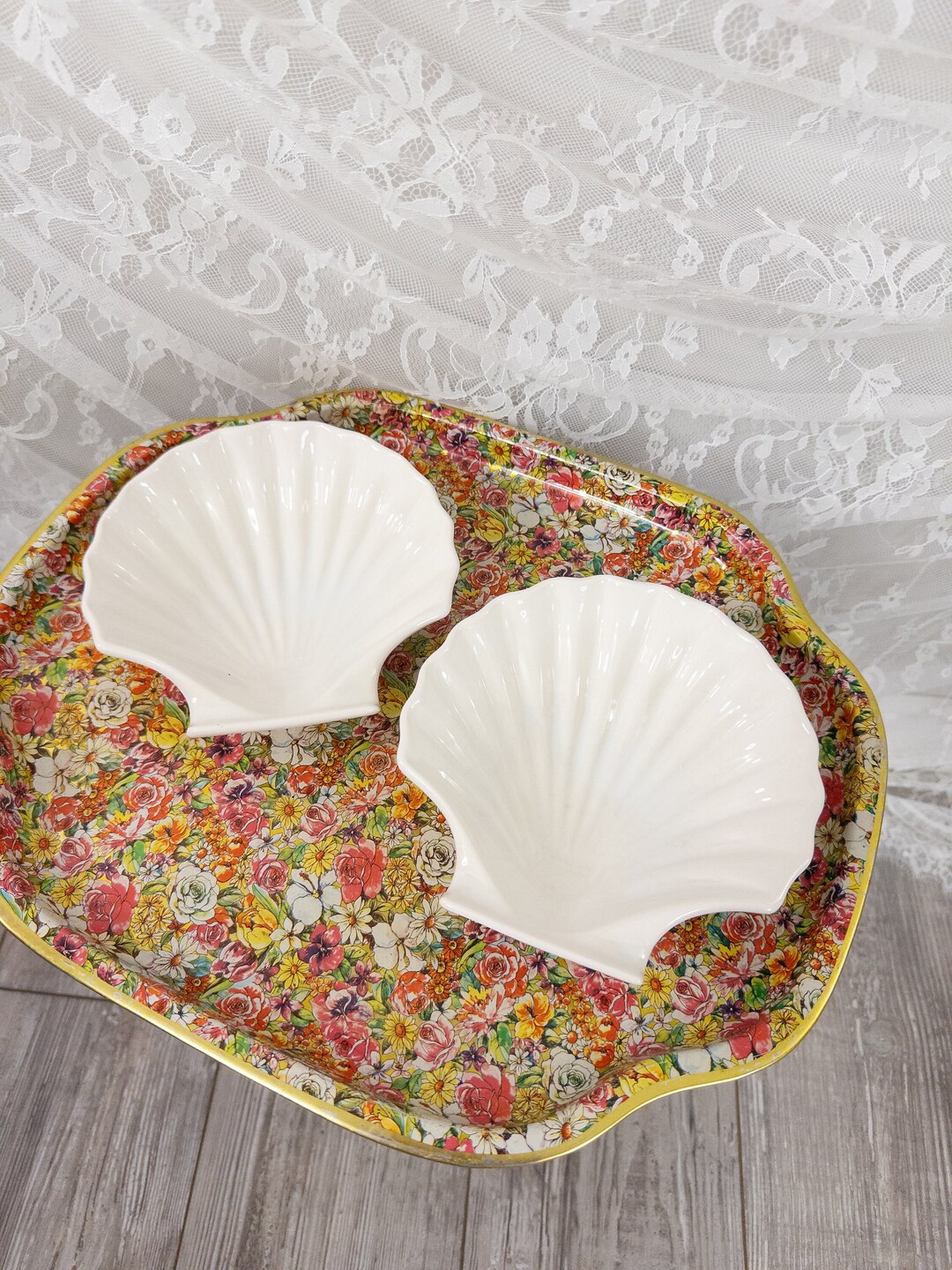 Vintage Scallop Shell Ceramic Dish Made in Japan Oven Microwave ...