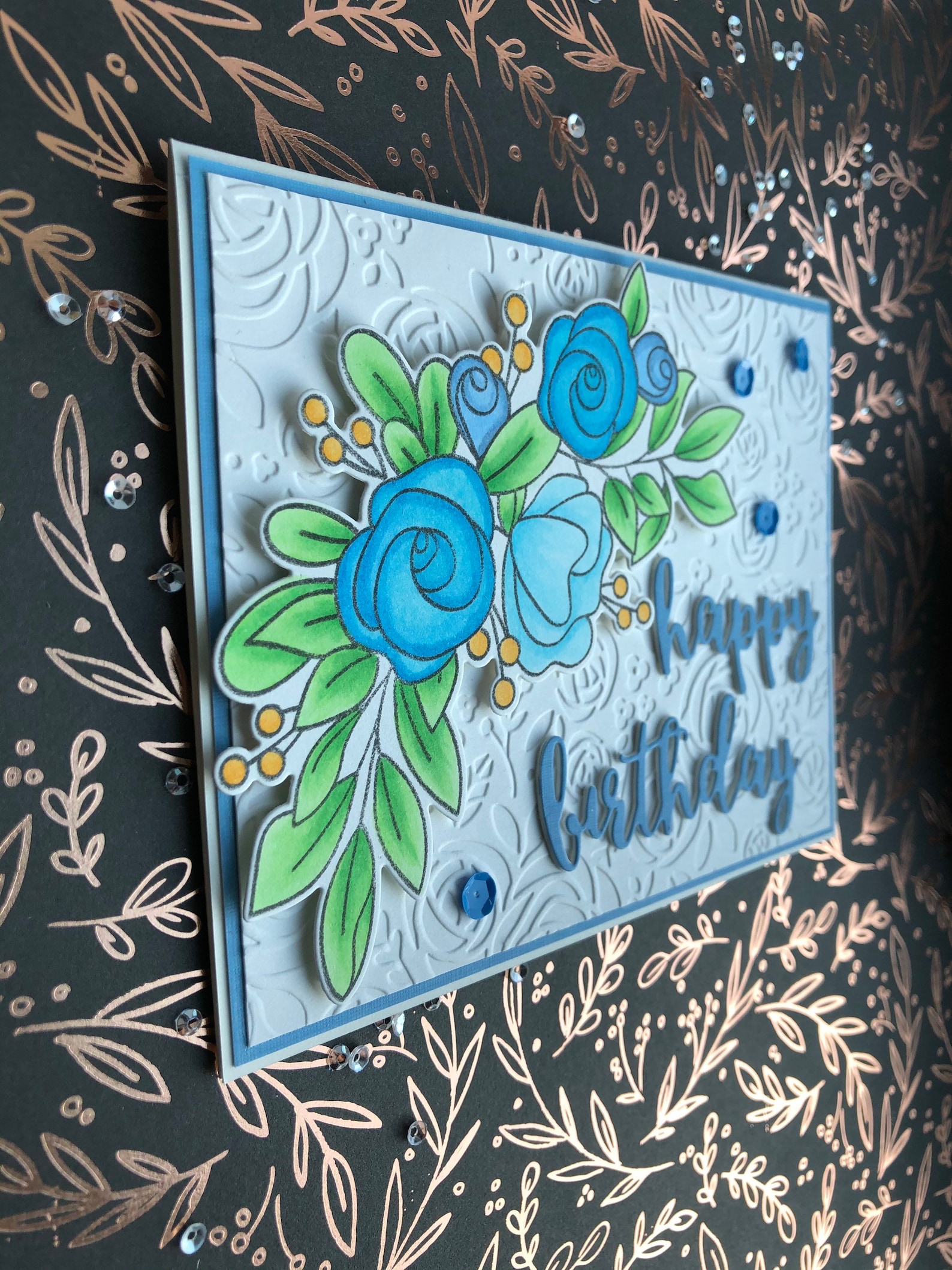 Handmade Cards - Blue Floral Birthday Card - Etsy