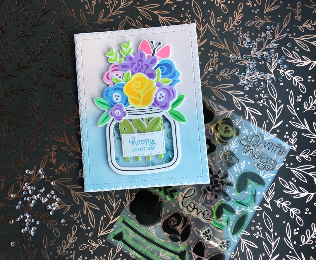Interactive Handmade Card - Happy Heart Day Floral Shaker Card - Etsy