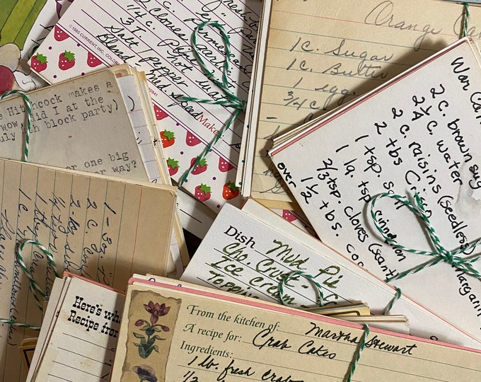 Vintage Handwritten or Typed Recipes, Package of 10, 3in X 5in Cards ...
