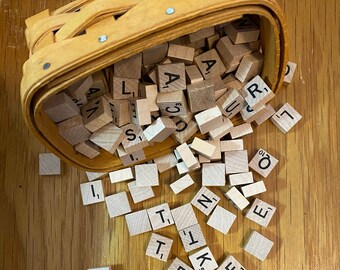 100 Wood Letter Tiles Blue Color 1 Complete 100 Piece Set - Etsy