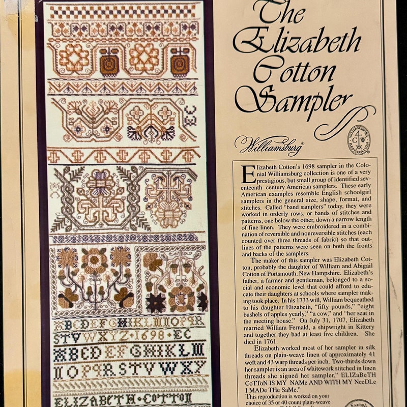 Williamsburg Sampler - Etsy