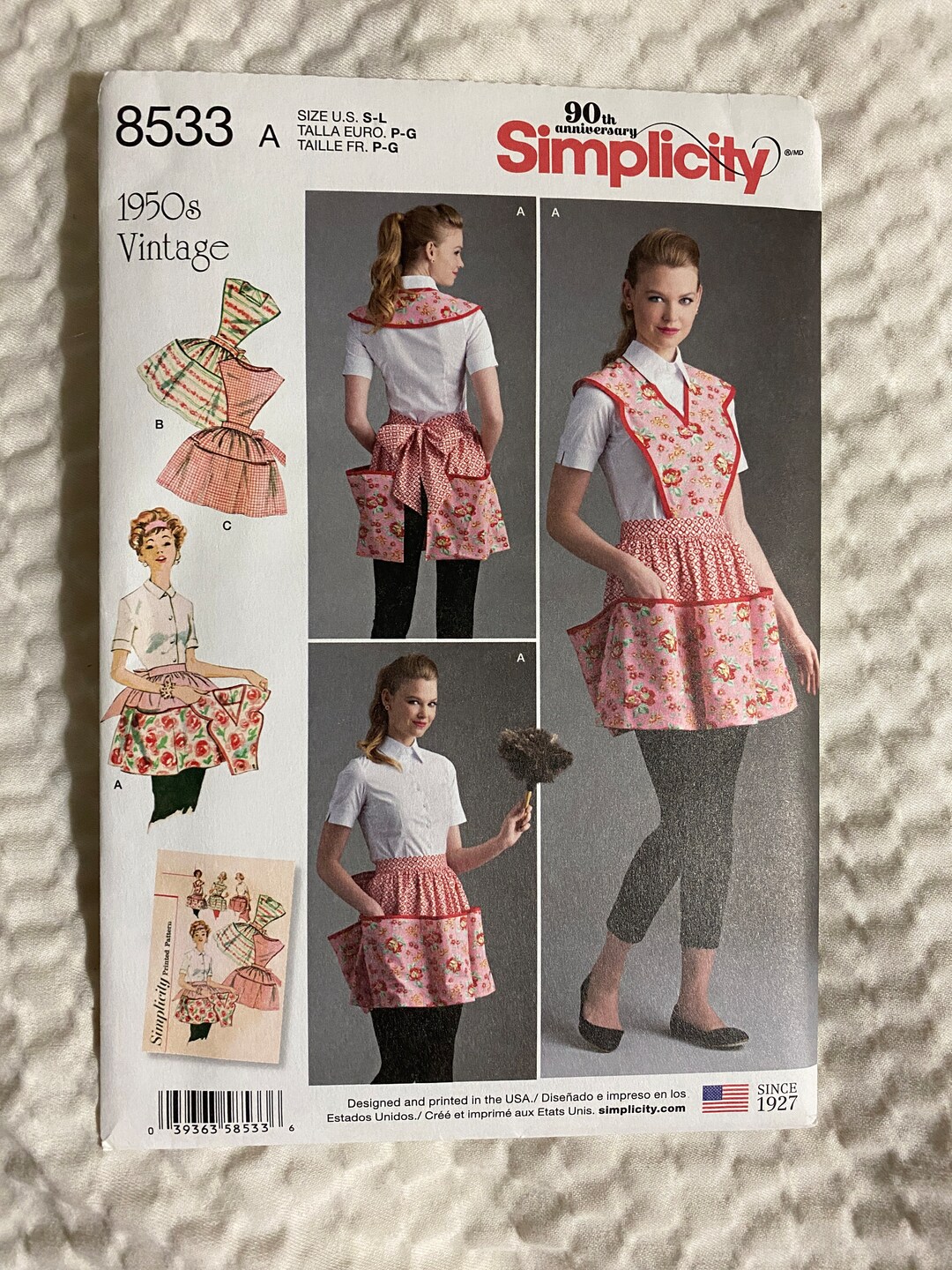 Simplicity 8533, 1950s Vintage Style Apron Pattern, Sizes S-L, Half ...