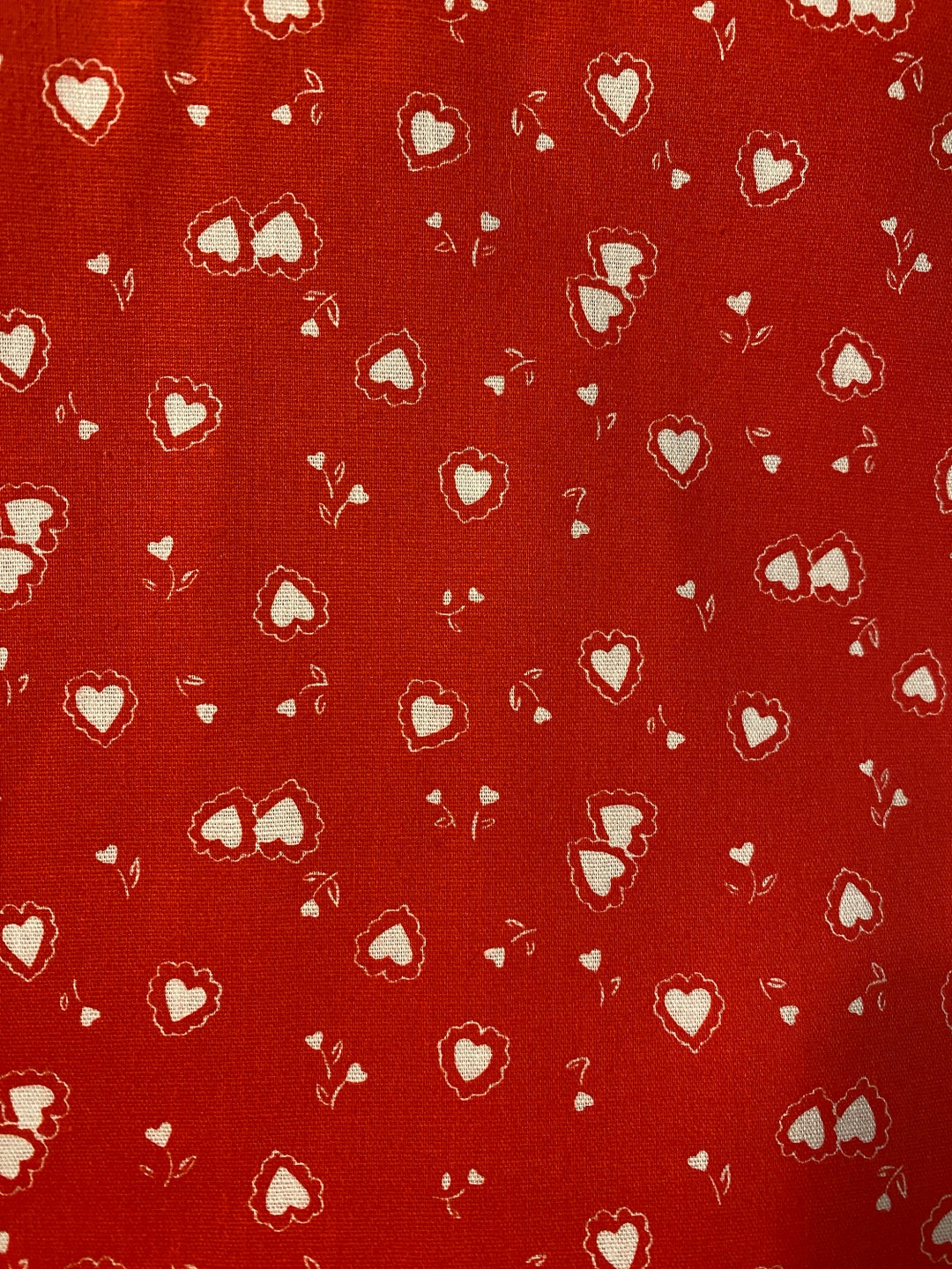Vintage Red Fabric With White Hearts, 100% Cotton, Sold by the Yard ...