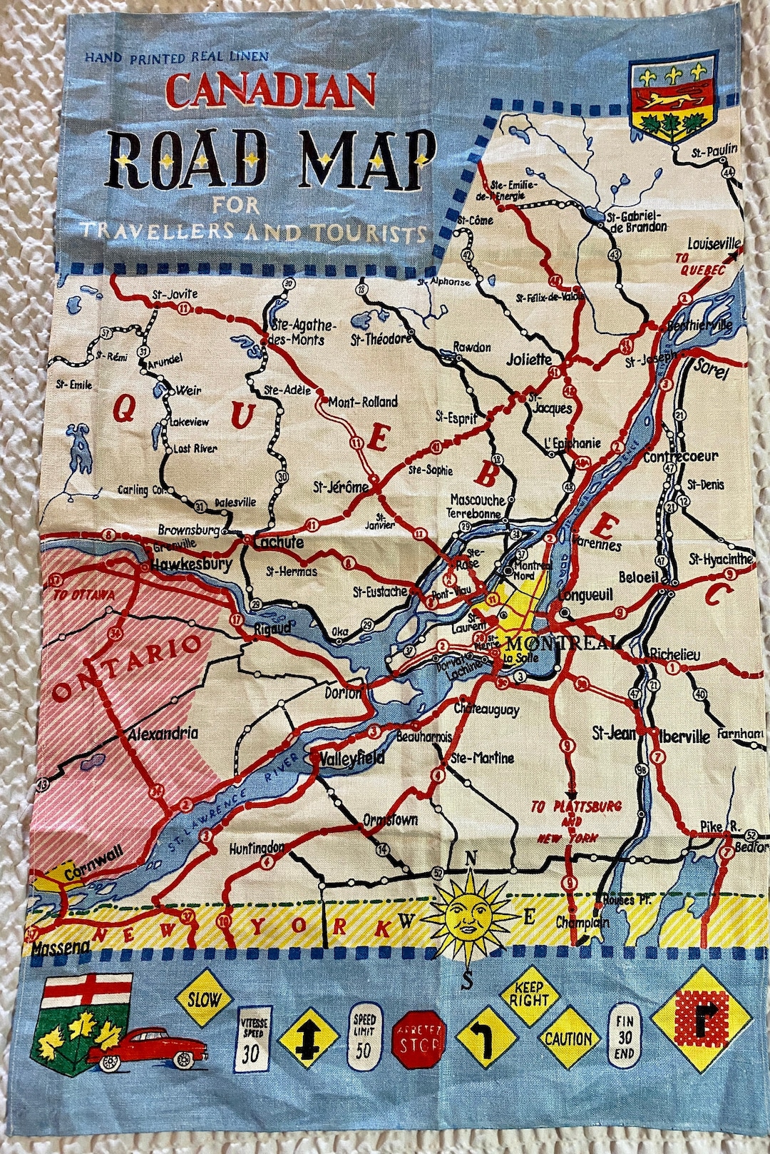 Vintage Canadian Road Map Linen Towel 28.75in X 18.25in - Etsy