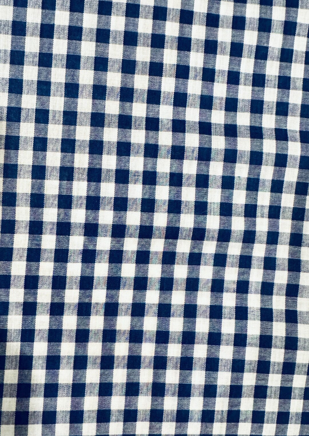 Vintage Navy Blue Gingham Check, 1980s, Soft Poly/cotton, 60 Inches X ...