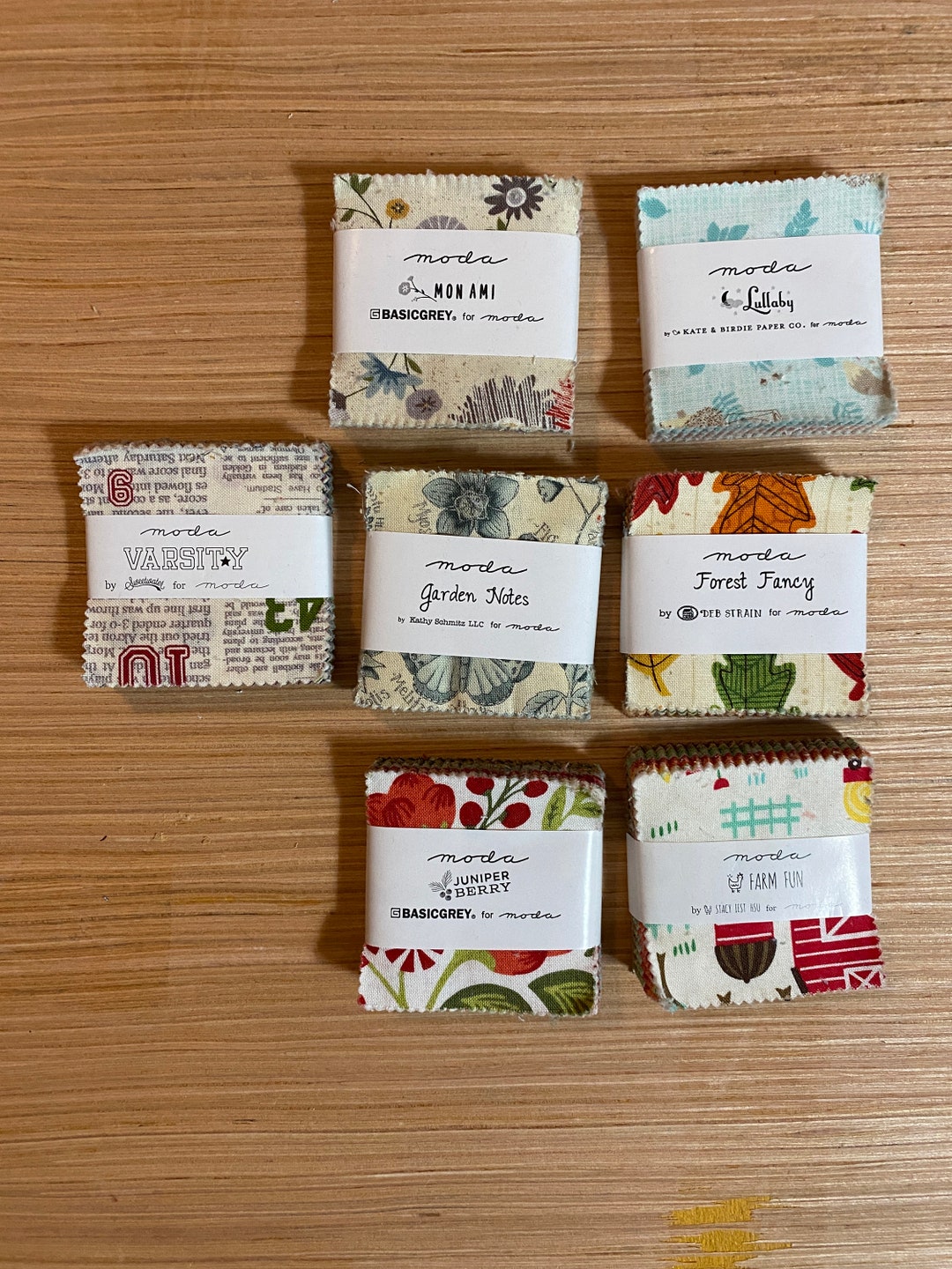 OOP Moda Mini Charm Packs, 42/2.5in Squares, Pepper and Flax, Lullaby ...