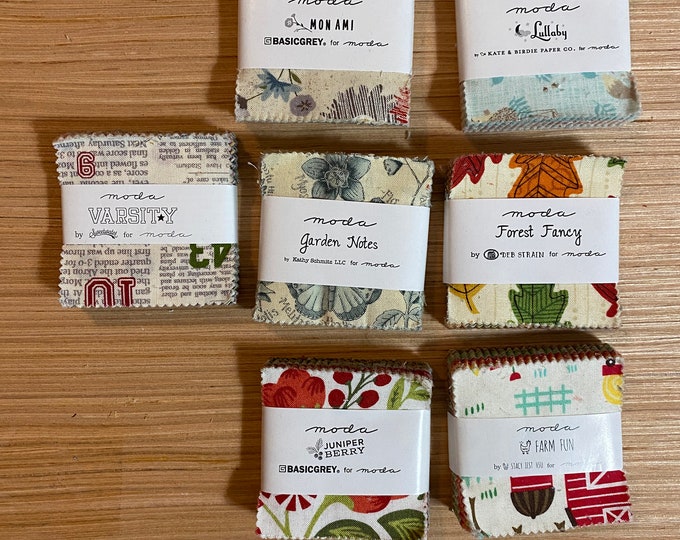OOP Moda Mini Charm Packs, 42/2.5in Squares, Pepper and Flax, Lullaby ...