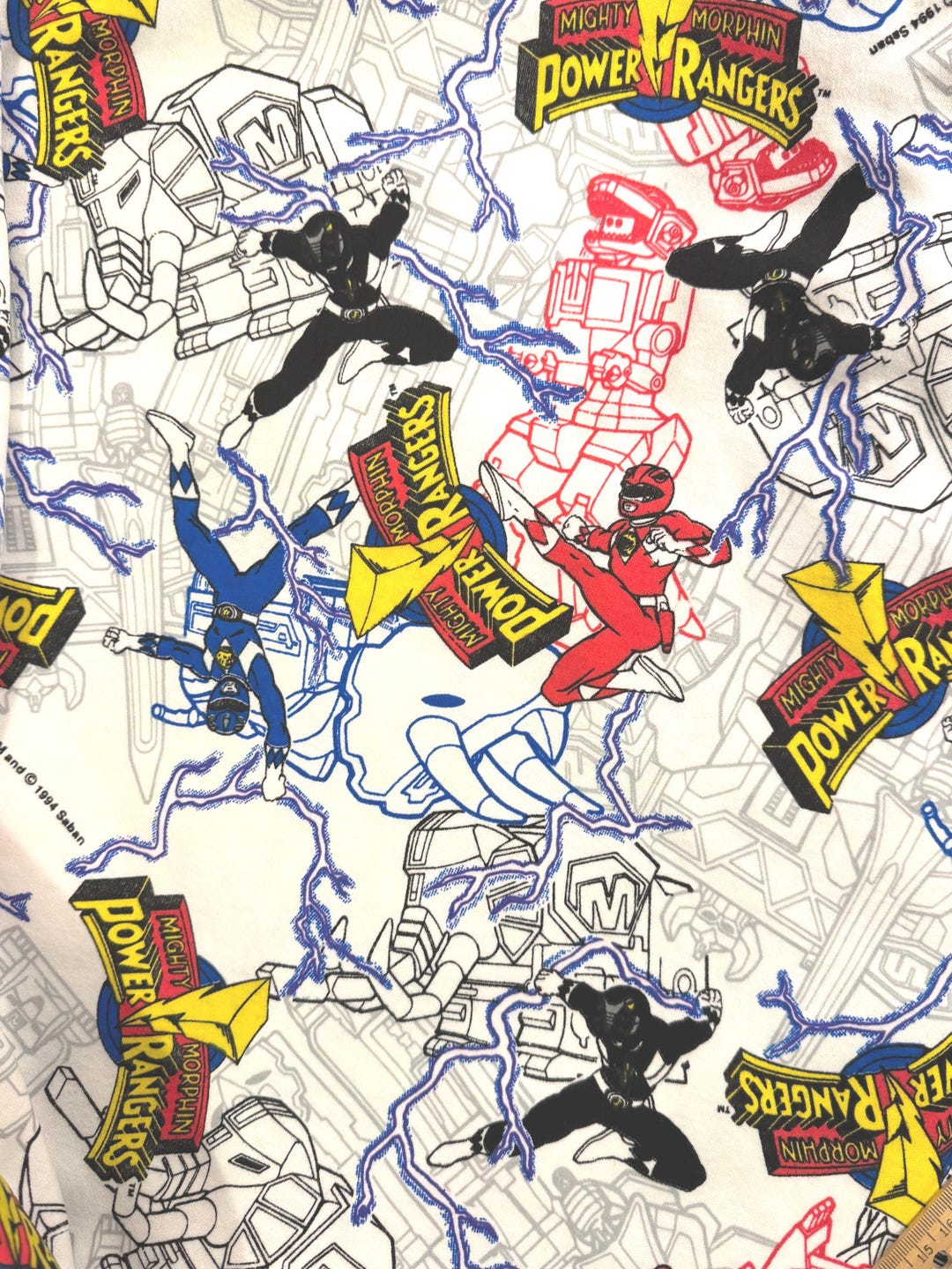 Rare*vintage Power Rangers Cotton Knit Fabric, 1994, T-shirt Knit ...