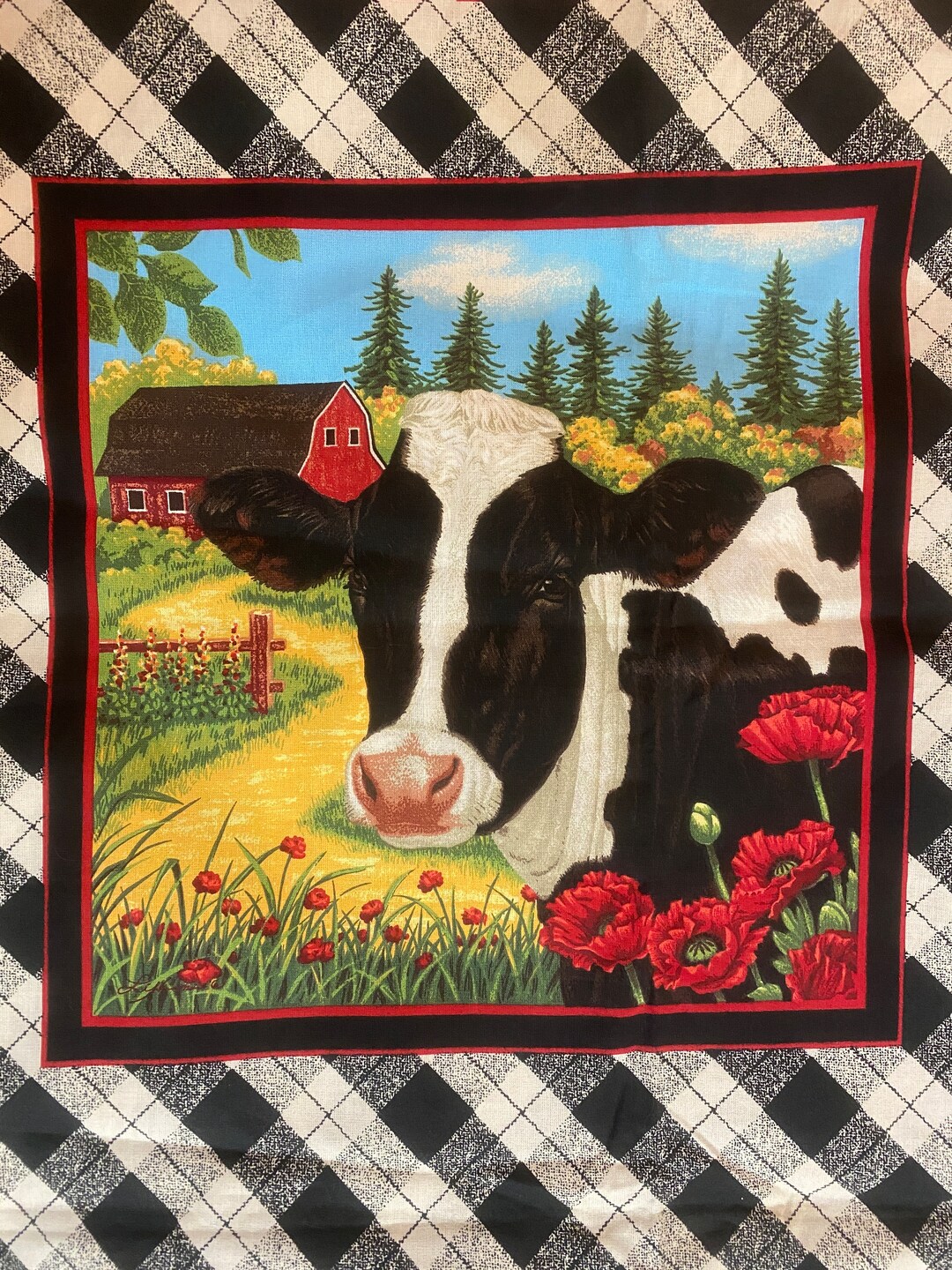 Patty Reed Design Black and White Cow Pillow Panel, Set of Two 12.5in ...