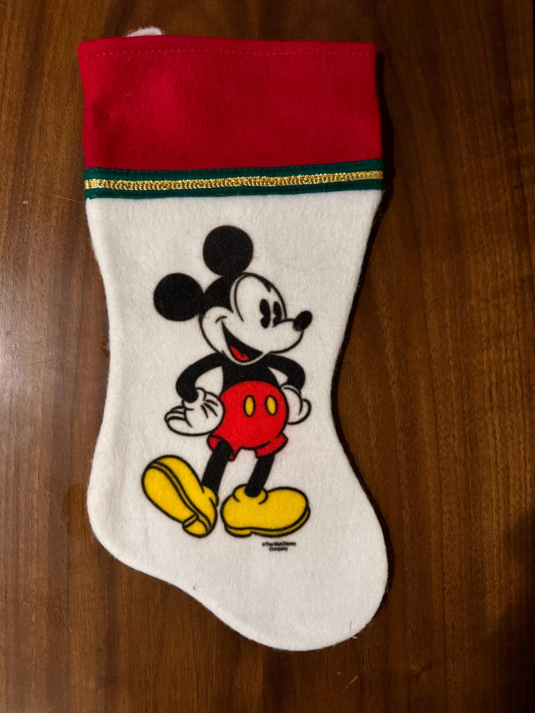 VNOS Vintage Mickey Mouse Stocking, 1990s Classic Mickey Mouse on White ...