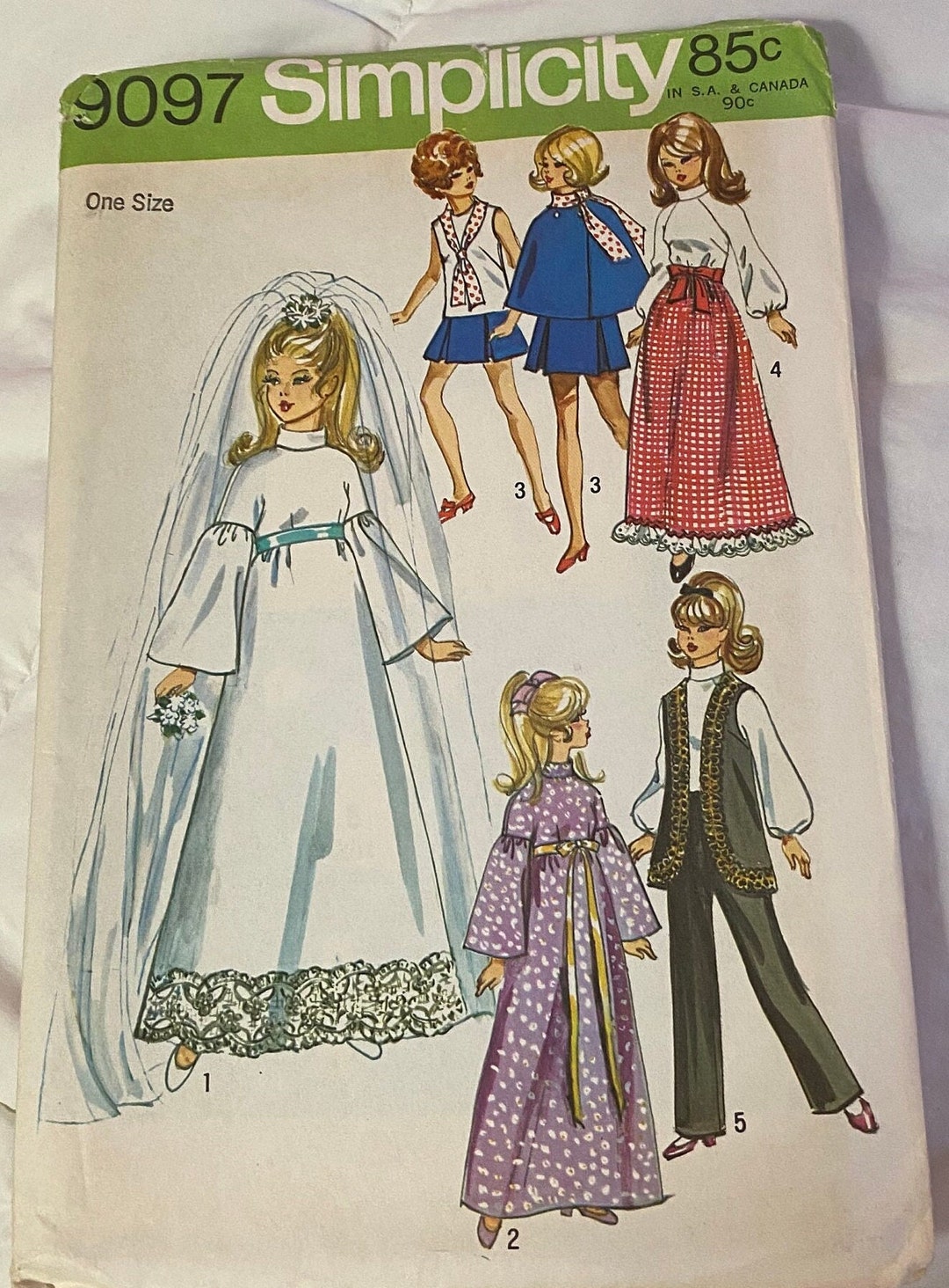 Simplicity 9097, Barbie Doll Wardrobe Pattern, 1970 11.5in Barbie ...
