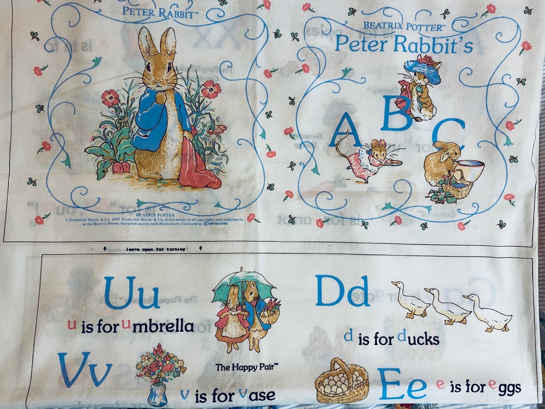 Vintage Beatrix Potter's Peter Rabbit ABC Cloth Book Panel, 1993 ...