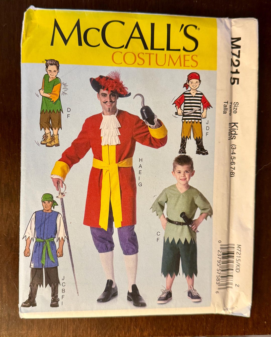 Mccalls 7215, Kids Captain Hood-pirate Pattern, Size (3-8), New-uncut ...