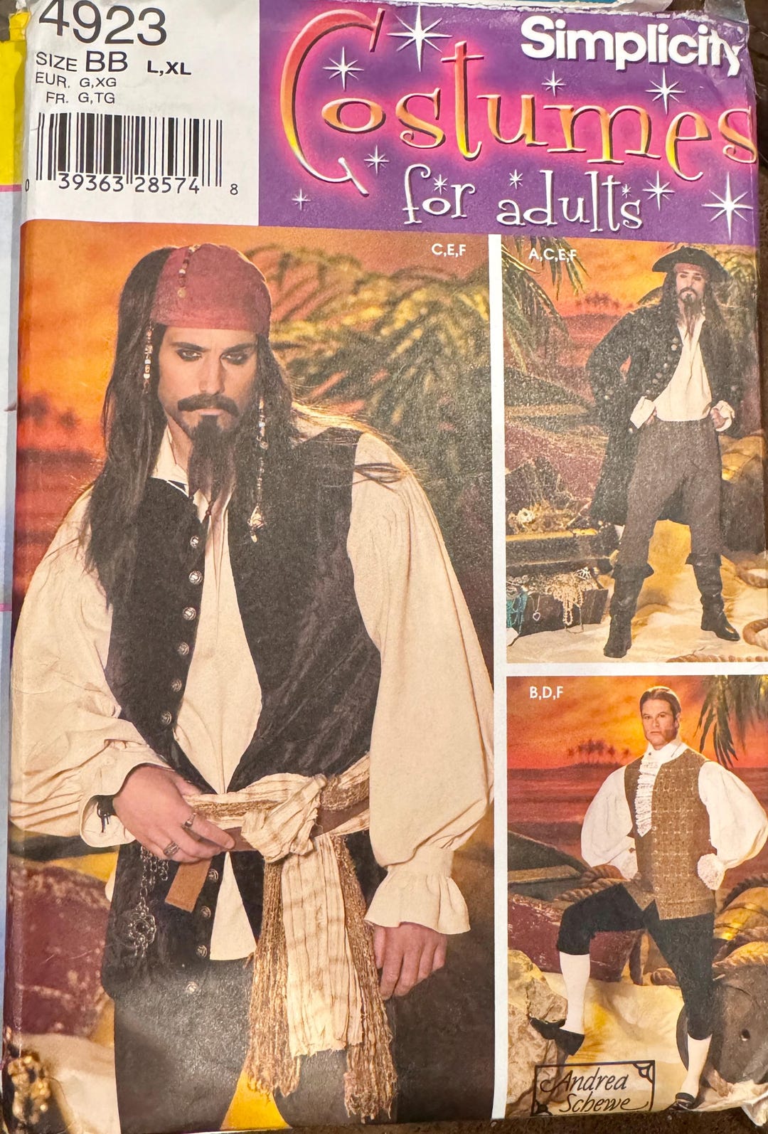 Vintage Simplicity 4923, Pirate Costume, Jack Sparrow, 18th Century Men ...
