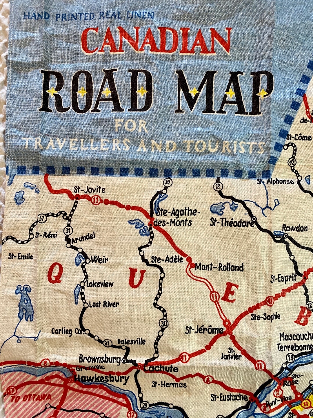 Vintage Canadian Road Map Linen Towel 28.75in X 18.25in - Etsy
