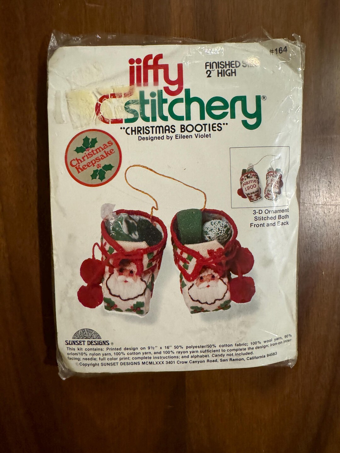 Vintage Jiffy Stitchery "christmas Booties" Kit, Crewel Santa Design ...