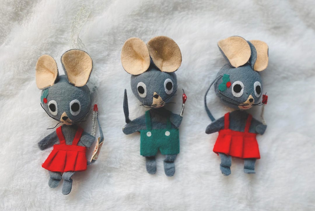 Rare/nwt**vintage Felt Christmas Mice, Set of 3, Made in Japan, Mice in ...
