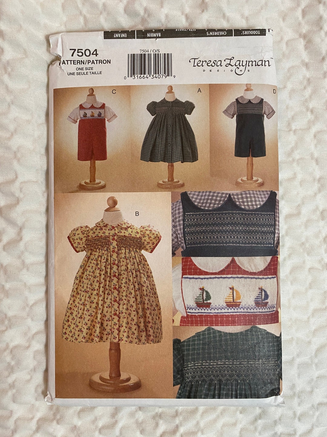 Vintage Vogue 7504, Smocked Dress or Overalls and Shirt Pattern by ...