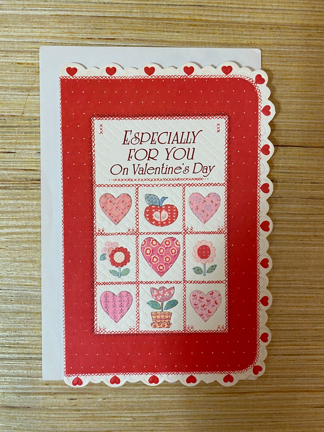 Vintage Embossed Quilt-look Friendship Valentine Card, 1978, Forget-me ...