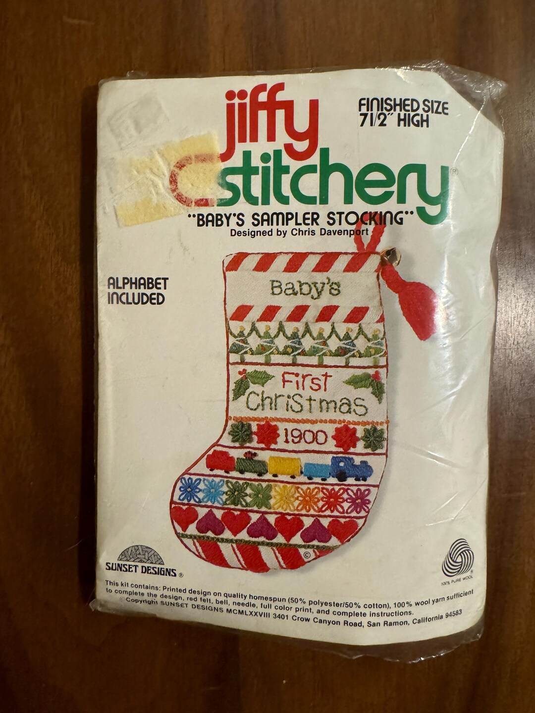 Vintage Jiffy Stitchery baby's Sampler Stocking,hard to Find, Rainbow ...