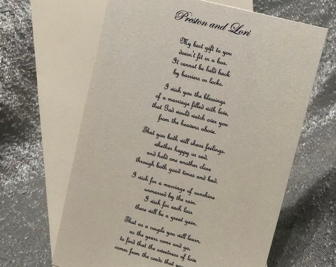 Letter to the Bride and Groom / Parent's Wish / on Your Wedding Day ...