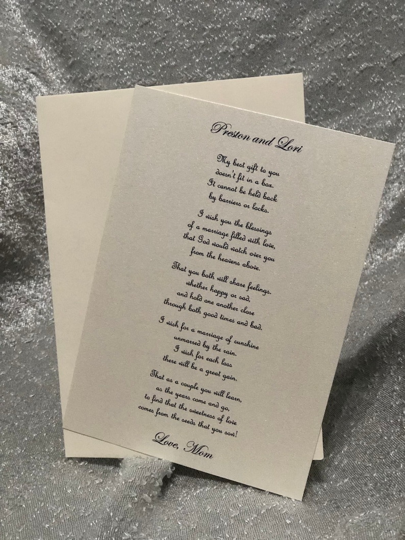 Letter to the Bride and Groom / Parent's Wish / On Your | Etsy