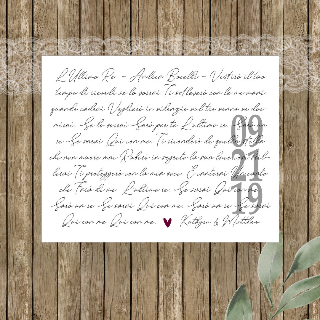 First Dance Lyrics Gift / First Song Sheet Music / Wedding Gift ...