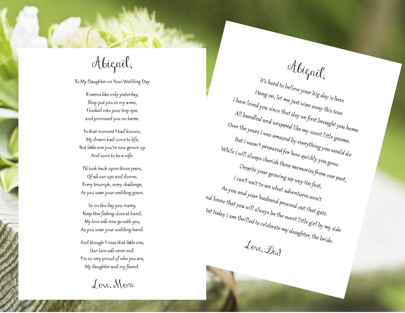 Letters to the Bride / on Your Wedding Day / Daughter / - Etsy