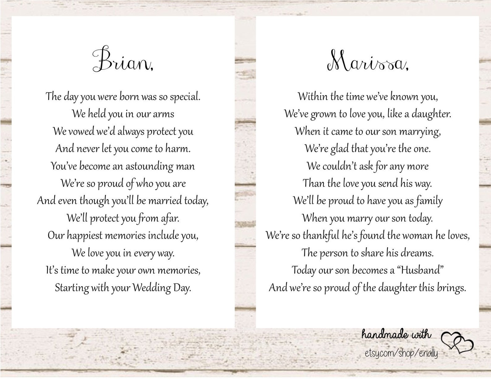 Letters to the Bride and Groom / on Your Wedding Day / Son and - Etsy ...