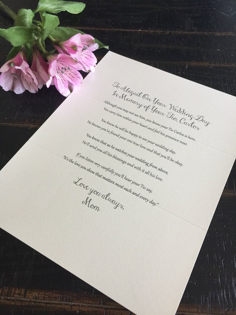 Note To the Bride / From A Lost Loved One / On Your Wedding | Etsy