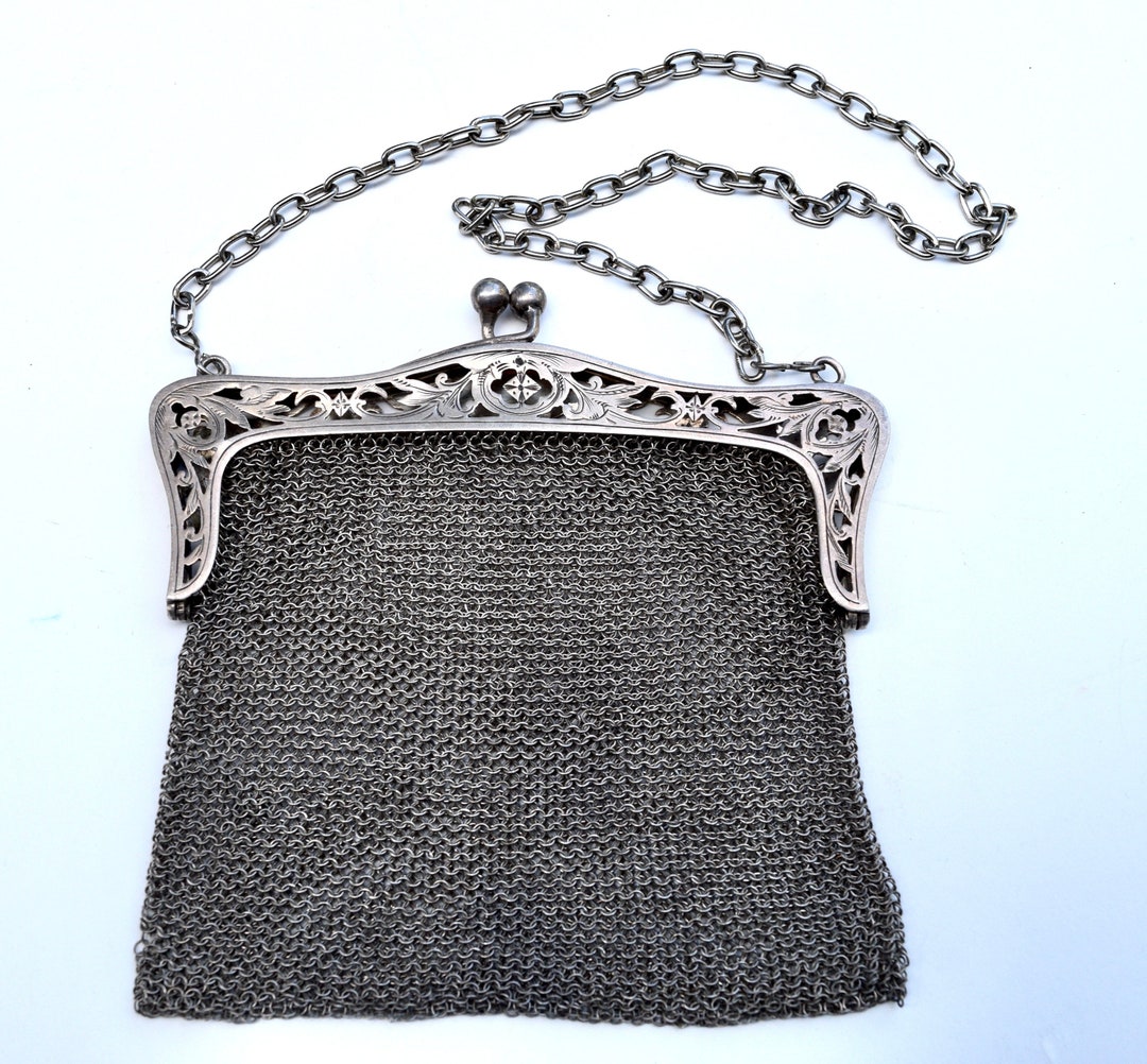 Antique, Art Deco, Sterling Silver, British Mesh Chainmail Purse, 1913 ...