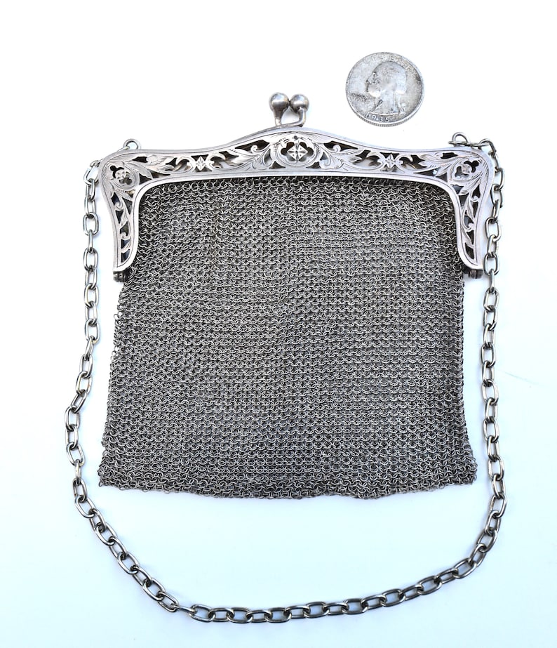 Antique, Art Deco, Sterling Silver, British Mesh Chainmail Purse, 1913 ...