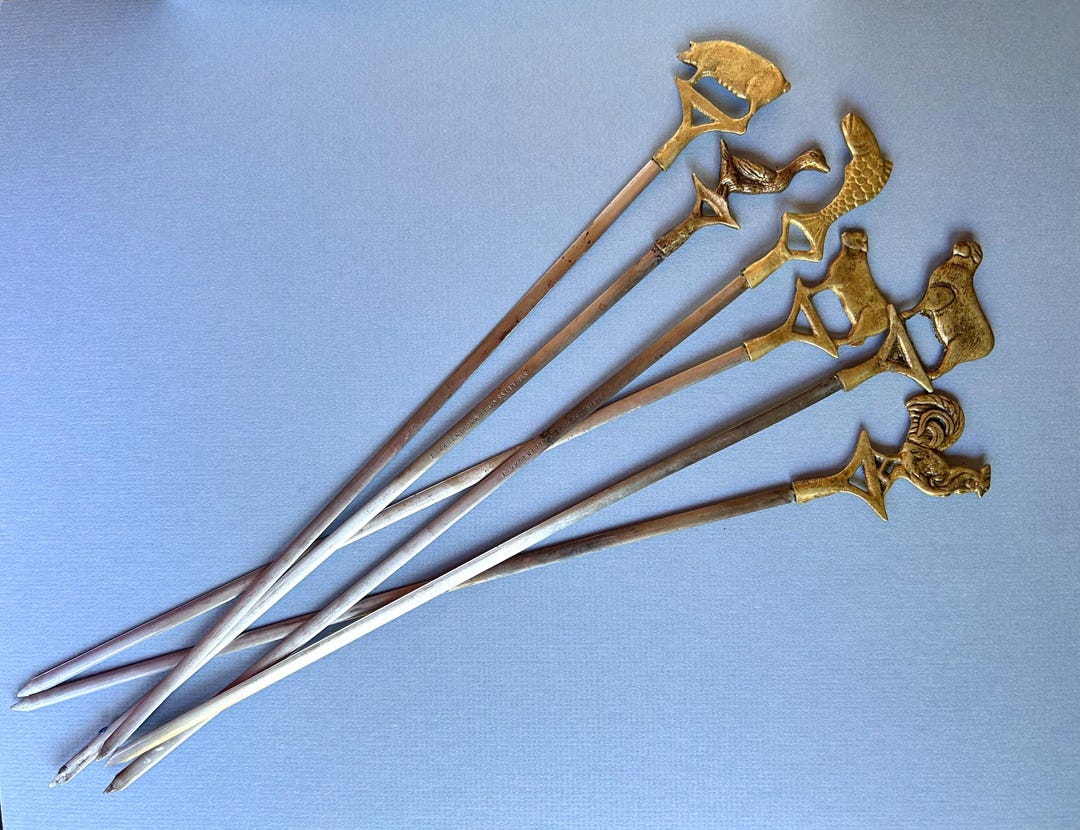 6 Vintage Skewers Made in Turkey, Different Animals/fish, Stainless ...