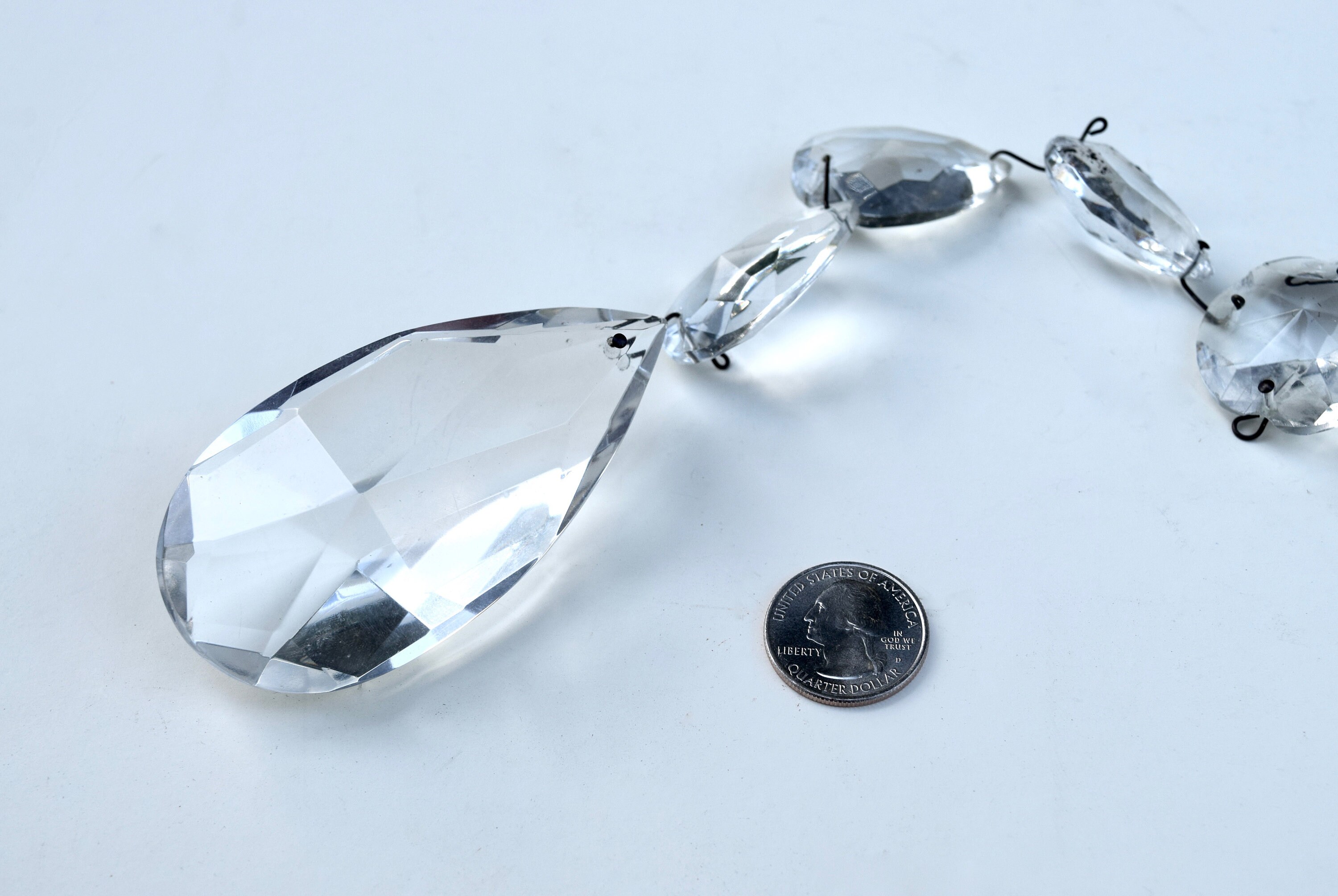 Large Antique Facet-cut Crystal Teardrop With 6 Smaller Crystals ...
