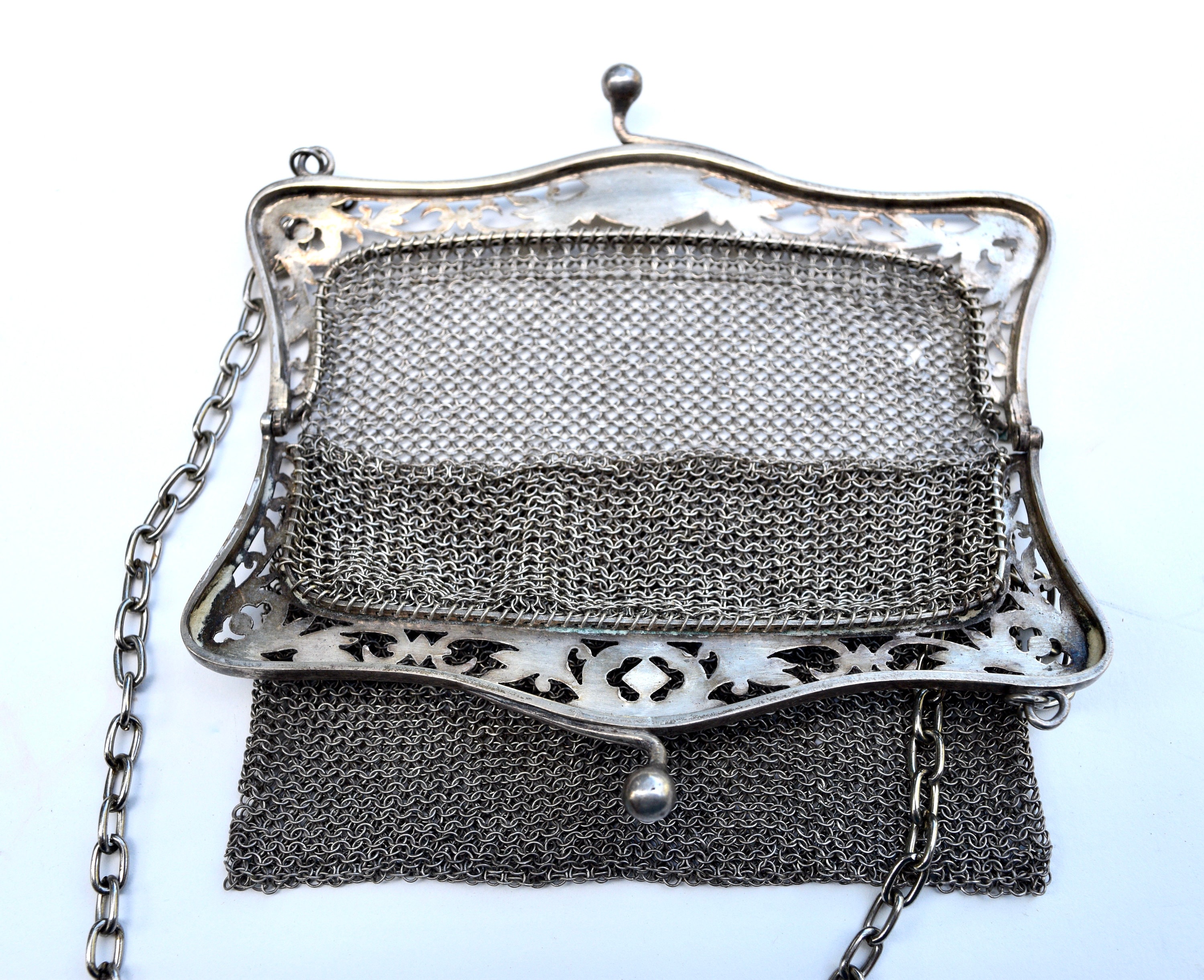 Antique, Art Deco, Sterling Silver, British Mesh Chainmail Purse, 1913 ...