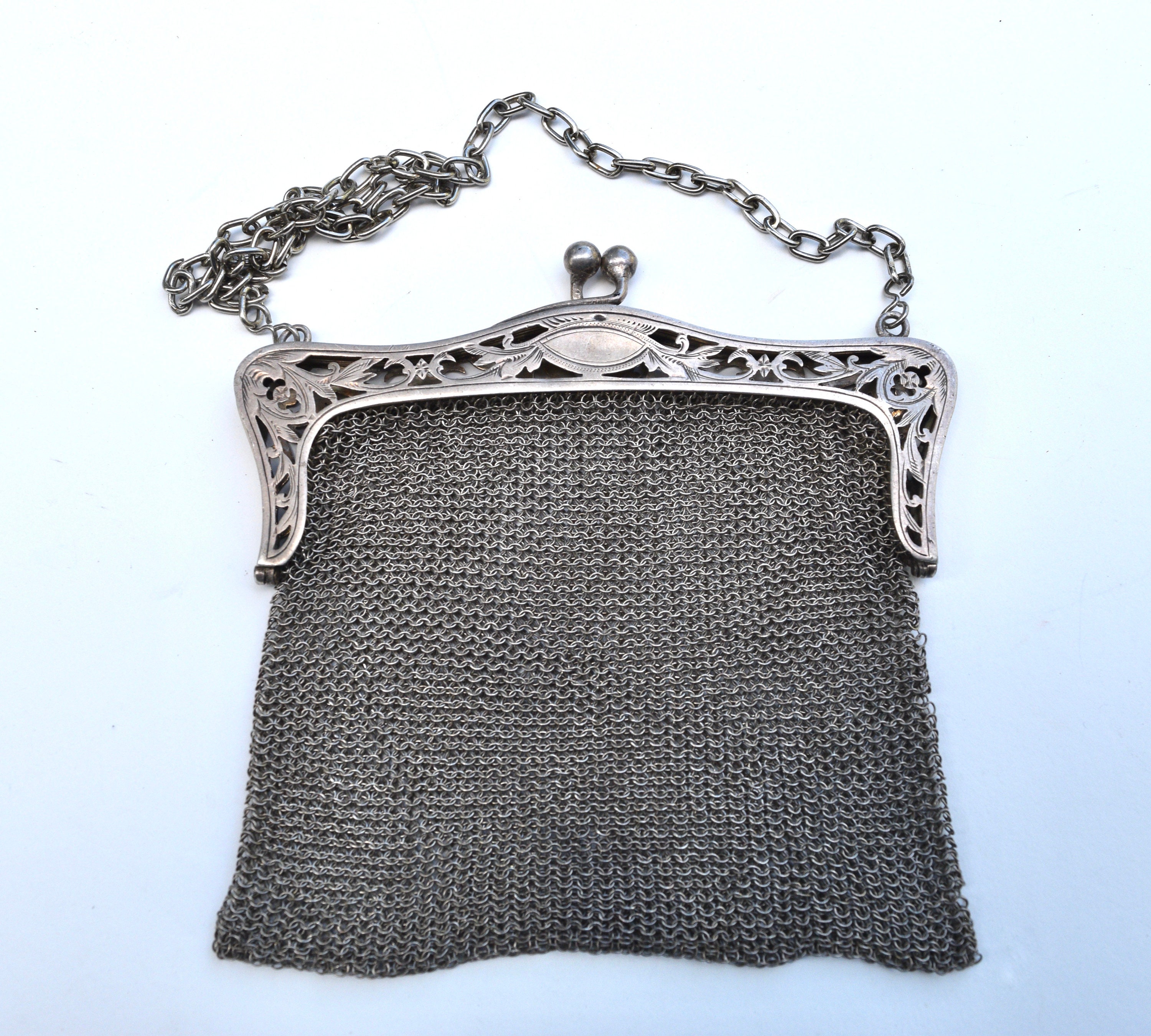 Antique, Art Deco, Sterling Silver, British Mesh Chainmail Purse, 1913 ...