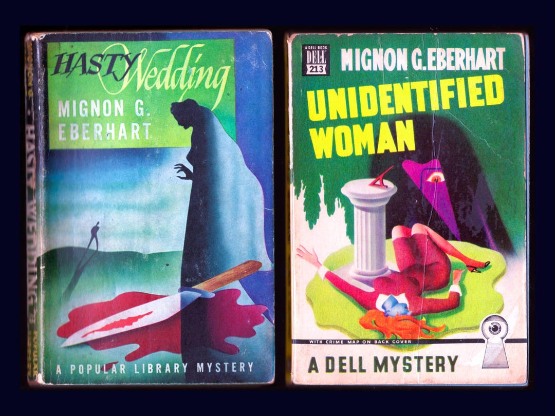 2 Mignon Eberhart UNIDENTIFIED WOMAN Hasty WEDDING mystery Books ...