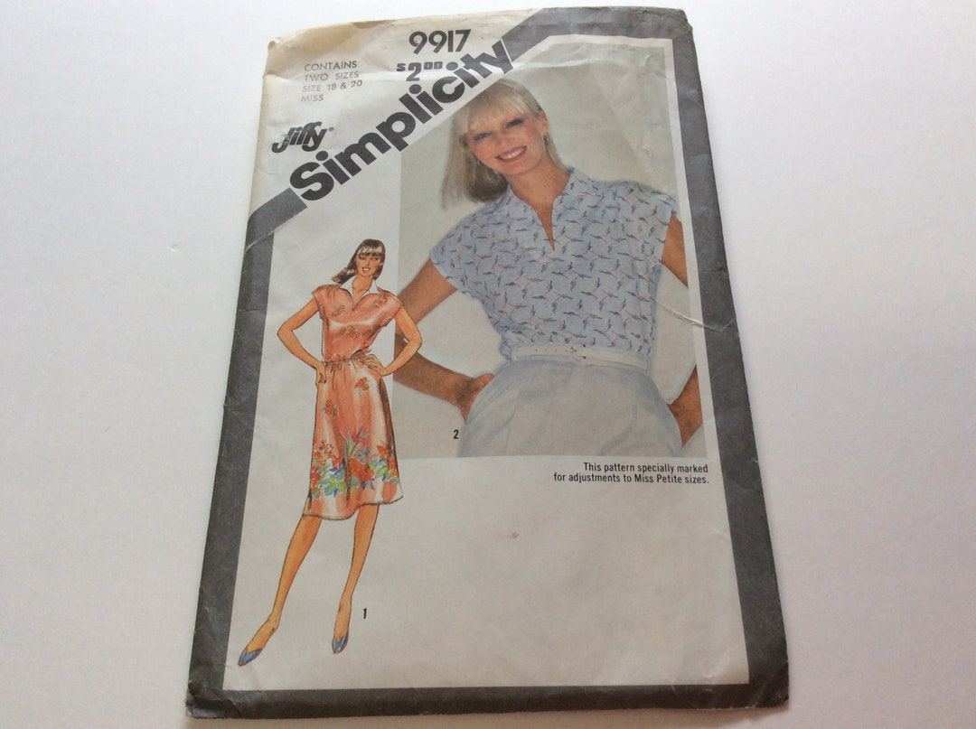 Simplicity 9917 Jiffy Sewing Pattern 2 Sizes 18 20 Used - Etsy