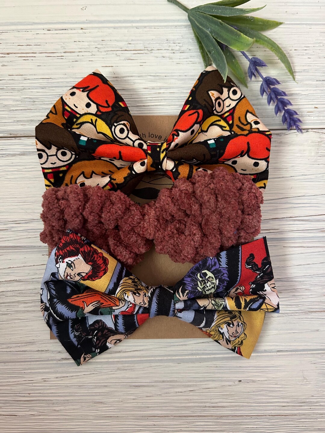 Harry Potter Chunky Knit Hocus Pocus Halloween Bow Headband Hair Tie ...
